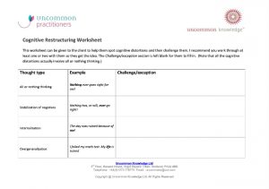 Cognitive Restructuring Worksheet from Uncommon Knowledge