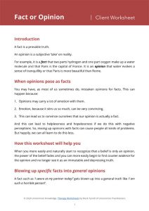 Free Fact or Opinion Worksheet from Uncommon Knowledge