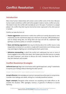 Free Conflict Resolution Worksheet from Uncommon Knowledge