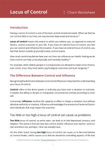 Free Locus of Control Worksheet from Uncommon Knowledge